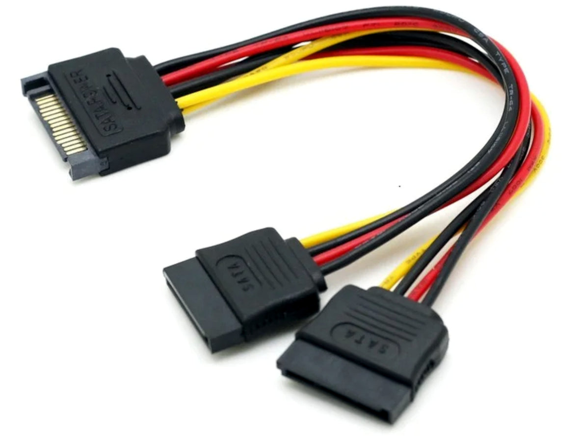 SATA Power Splitter Cable – 1x Male to 2x Female Extension for HDD/SSD ...