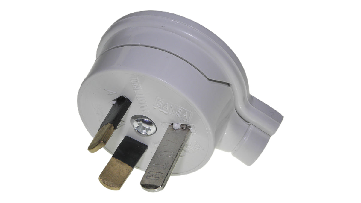 3 Pin Plug NZ 240VAC 10A Rewireable Screw Side Entry Low Profile Mains ...