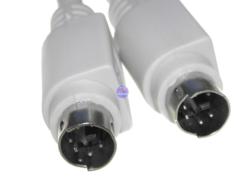 2 Meter PS/2 6 Pin mini-DIN Male to Male cable 2M cord Beige Keyboard ...