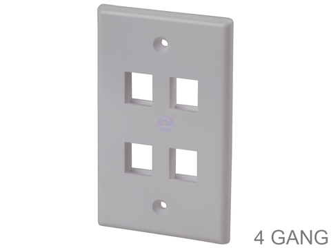 Faceplate 4 Gang White Quad Port for Four Keystone Jacks - techexpress nz